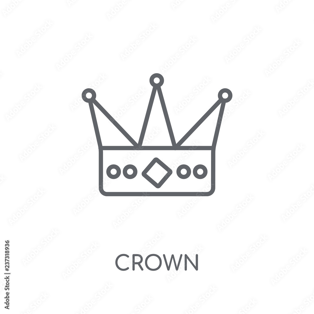 Crown linear icon. Modern outline Crown logo concept on white ...