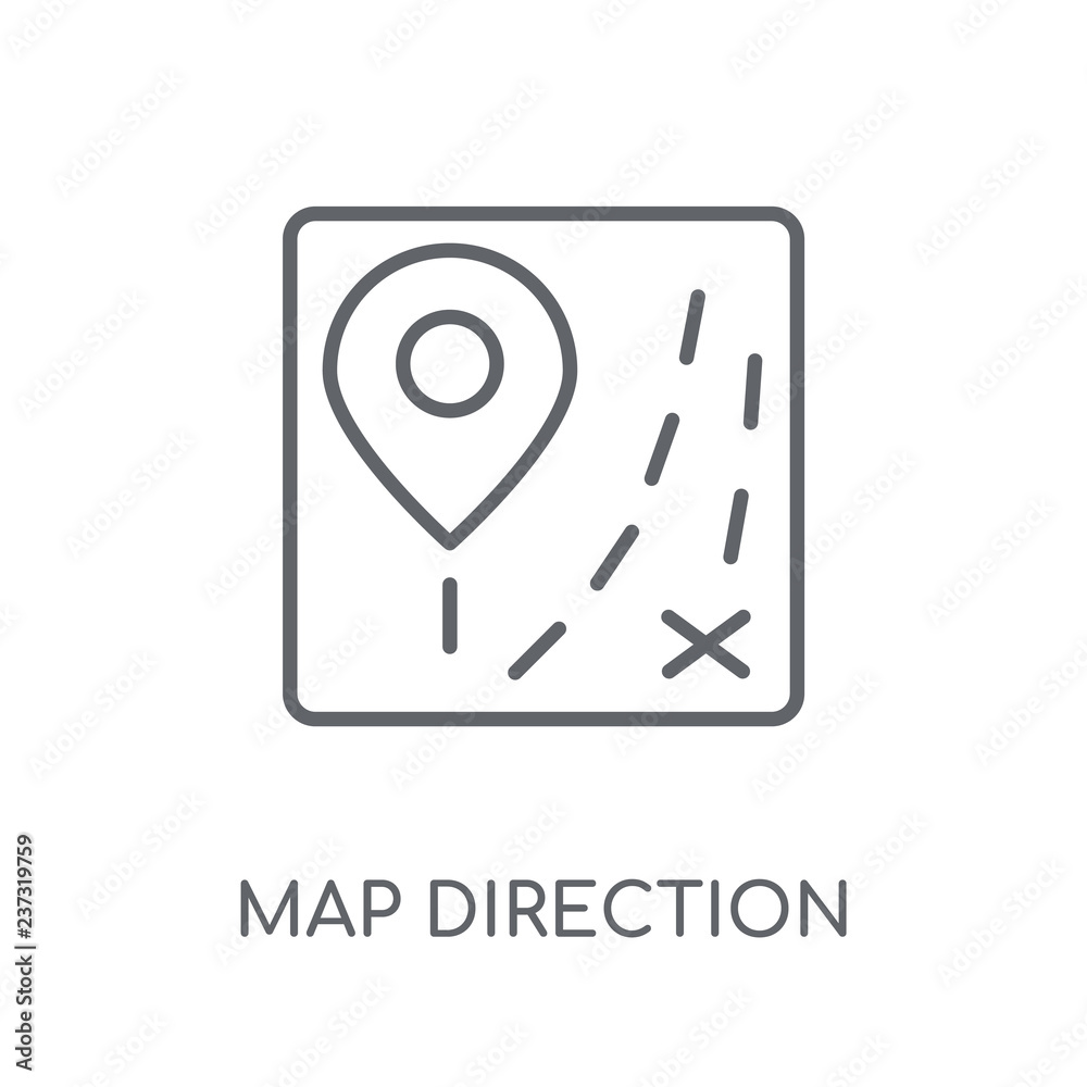 Map Direction linear icon. Modern outline Map Direction logo concept on ...