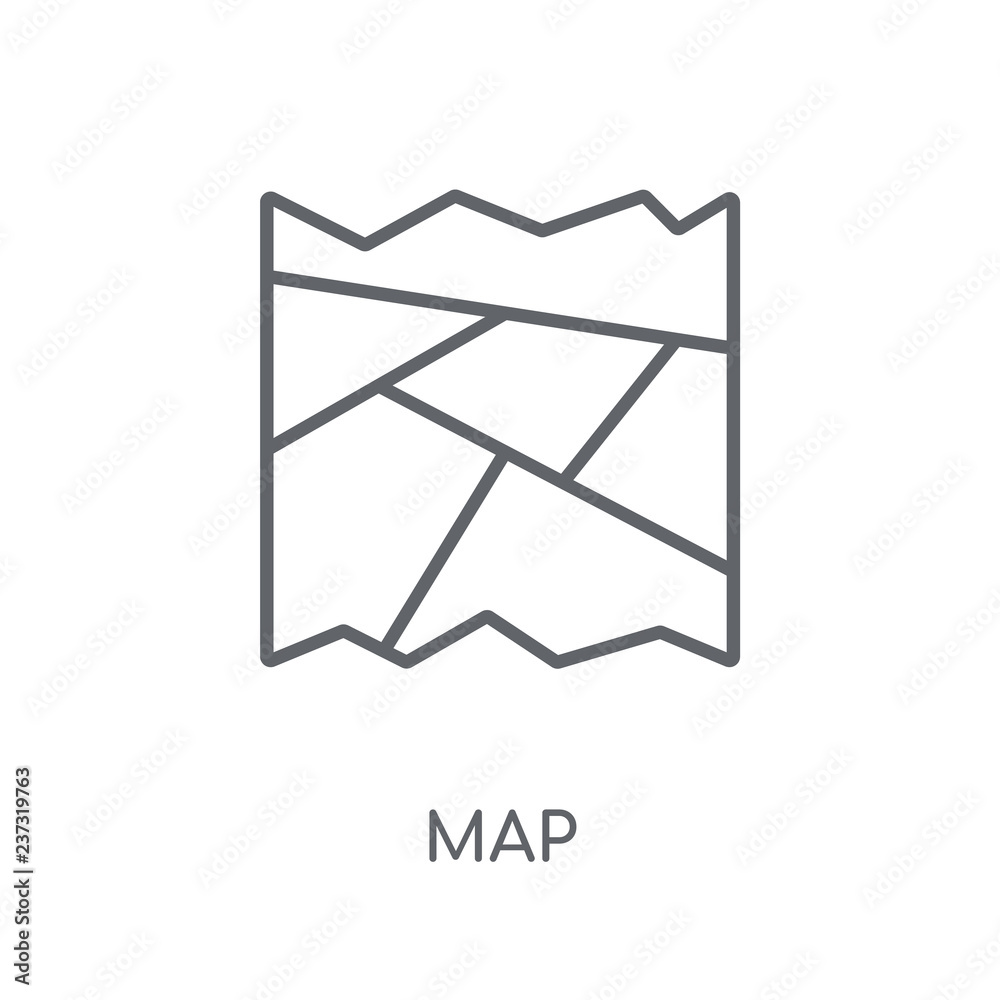 Map linear icon. Modern outline Map logo concept on white background ...