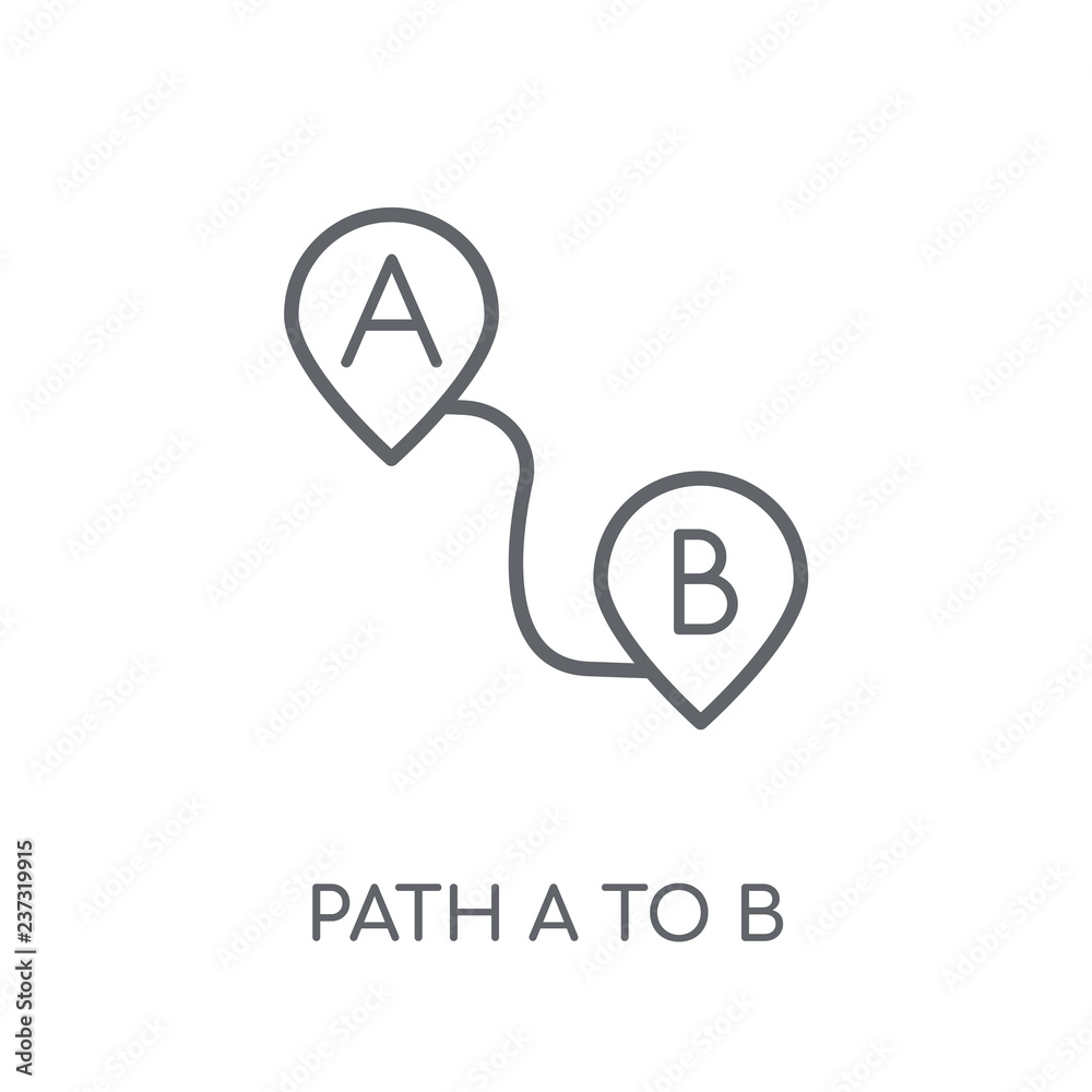 Path A to B linear icon. Modern outline Path A to B logo concept on ...