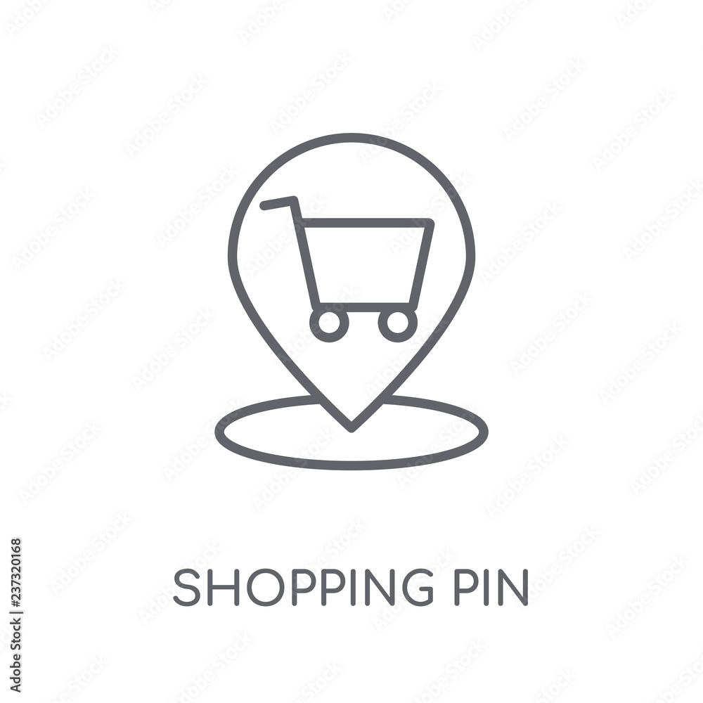 Shopping Pin linear icon. Modern outline Shopping Pin logo concept on ...