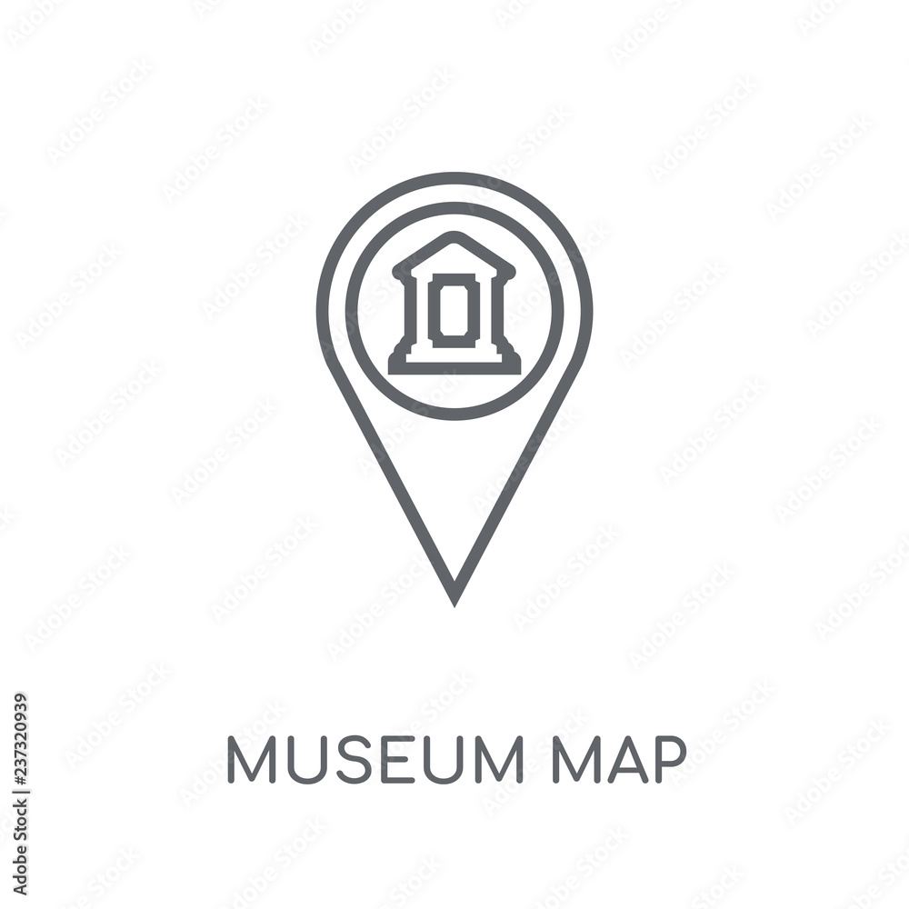 museum Map linear icon. Modern outline museum Map logo concept on white ...