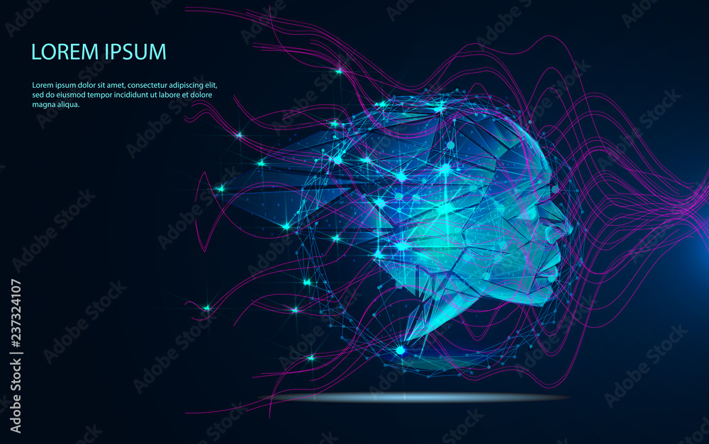 Human Big data visualization. Futuristic Artificial intelligence ...