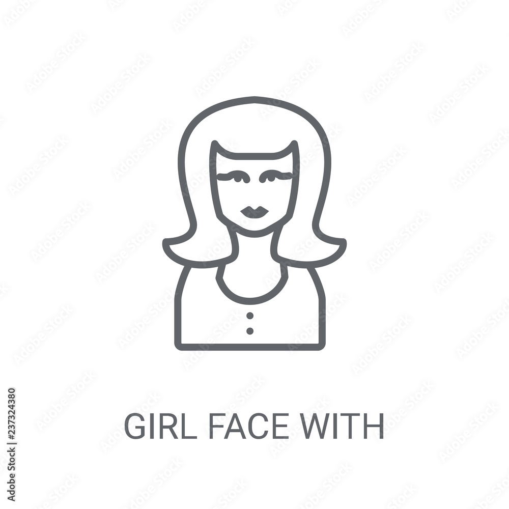 Girl face with long hair icon. Trendy Girl face with long hair logo ...