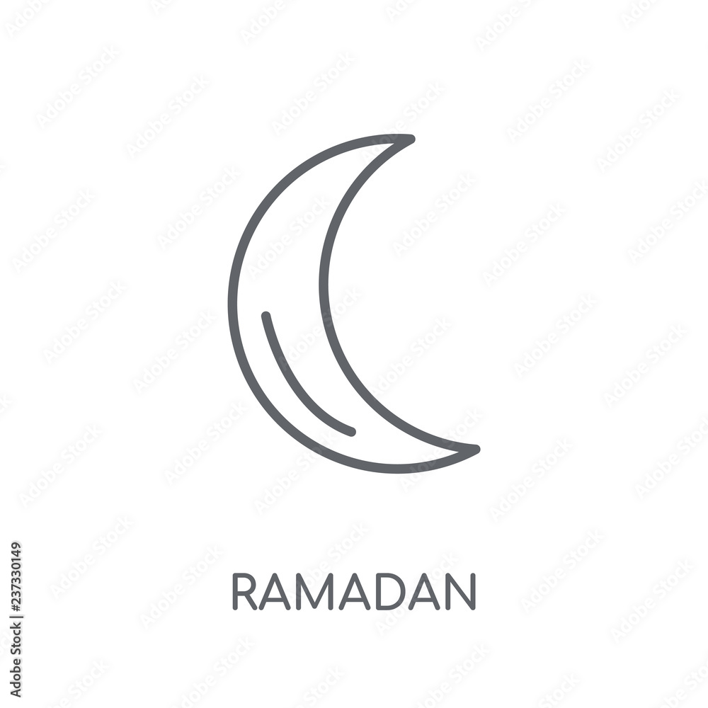 Ramadan Crescent Moon linear icon. Modern outline Ramadan Crescent Moon ...