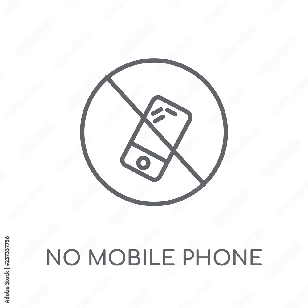 No mobile phone sign linear icon. Modern outline No mobile phone sign ...