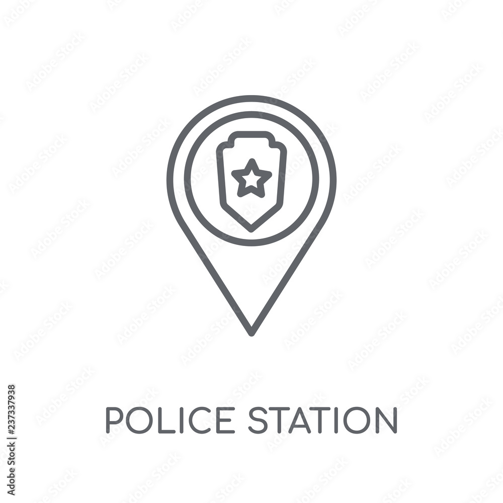 Police station sign linear icon. Modern outline Police station sign ...