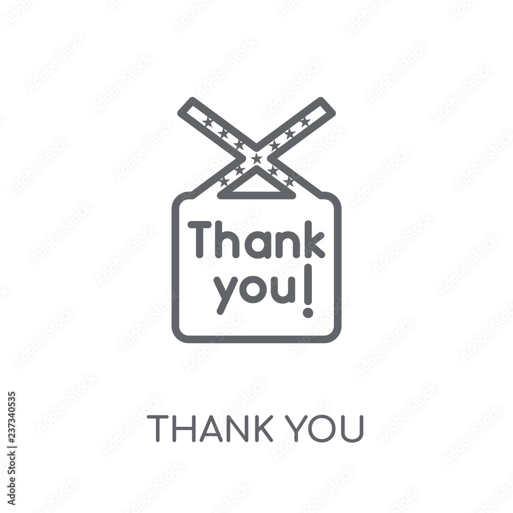 Thank you linear icon. Modern outline Thank you logo concept on white ...