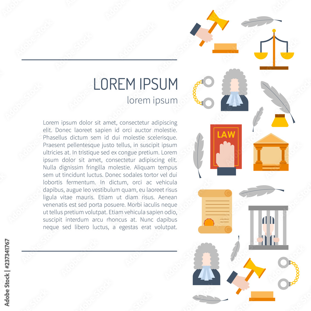 Vector cartoon flat law justice icons background Stock Vector | Adobe Stock