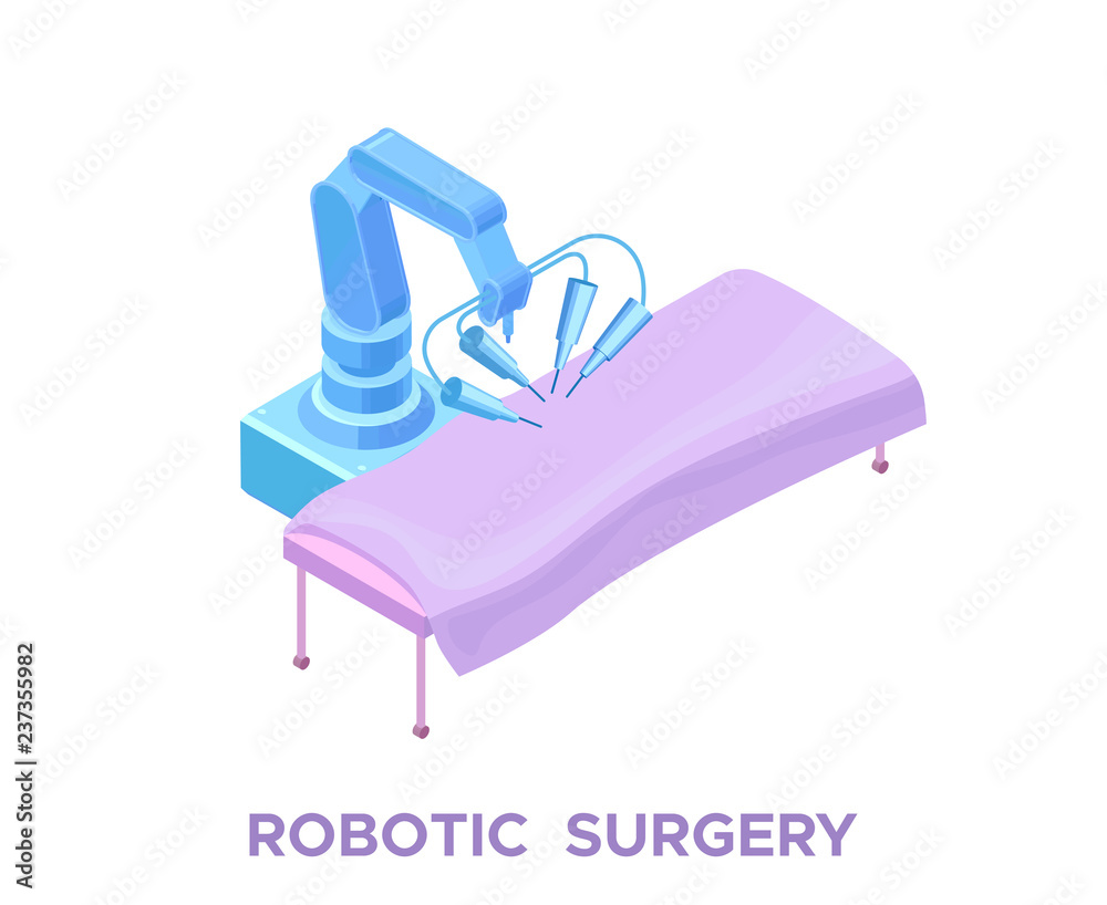 Robotic surgery operating, smart surgical robotic technology, isometric ...