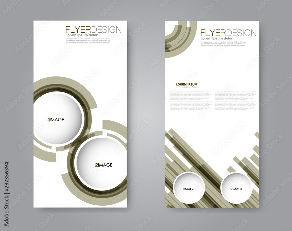 Vector narrow flyer and leaflet design. Set of two side brochure ...