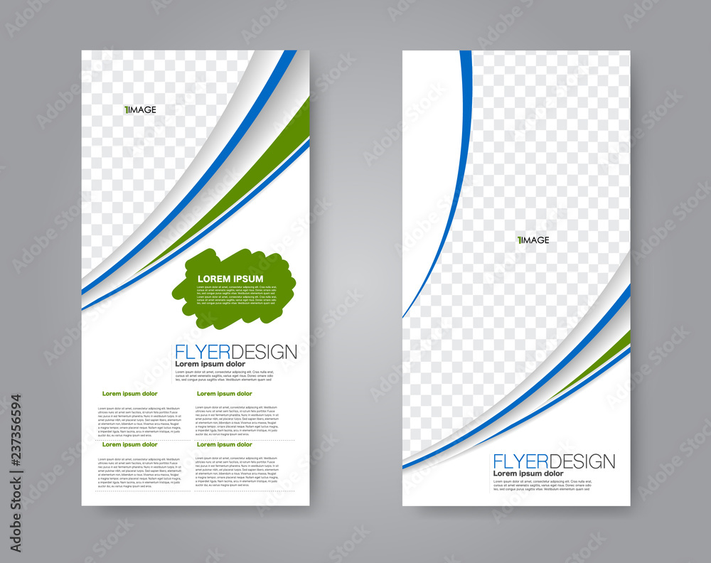 Narrow flyer and leaflet design. Set of two side brochure templates ...