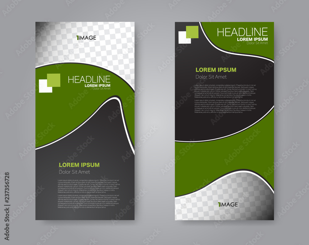 Narrow flyer and leaflet design. Set of two side brochure templates ...