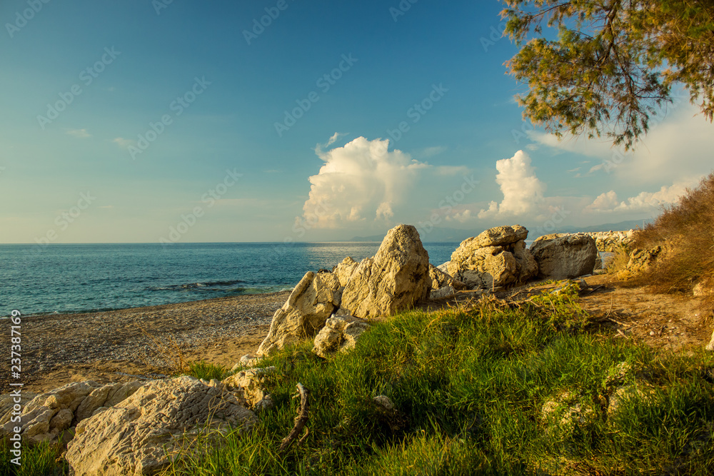 beautiful tropic exotic south Mediterranean landscape sea shore line ...