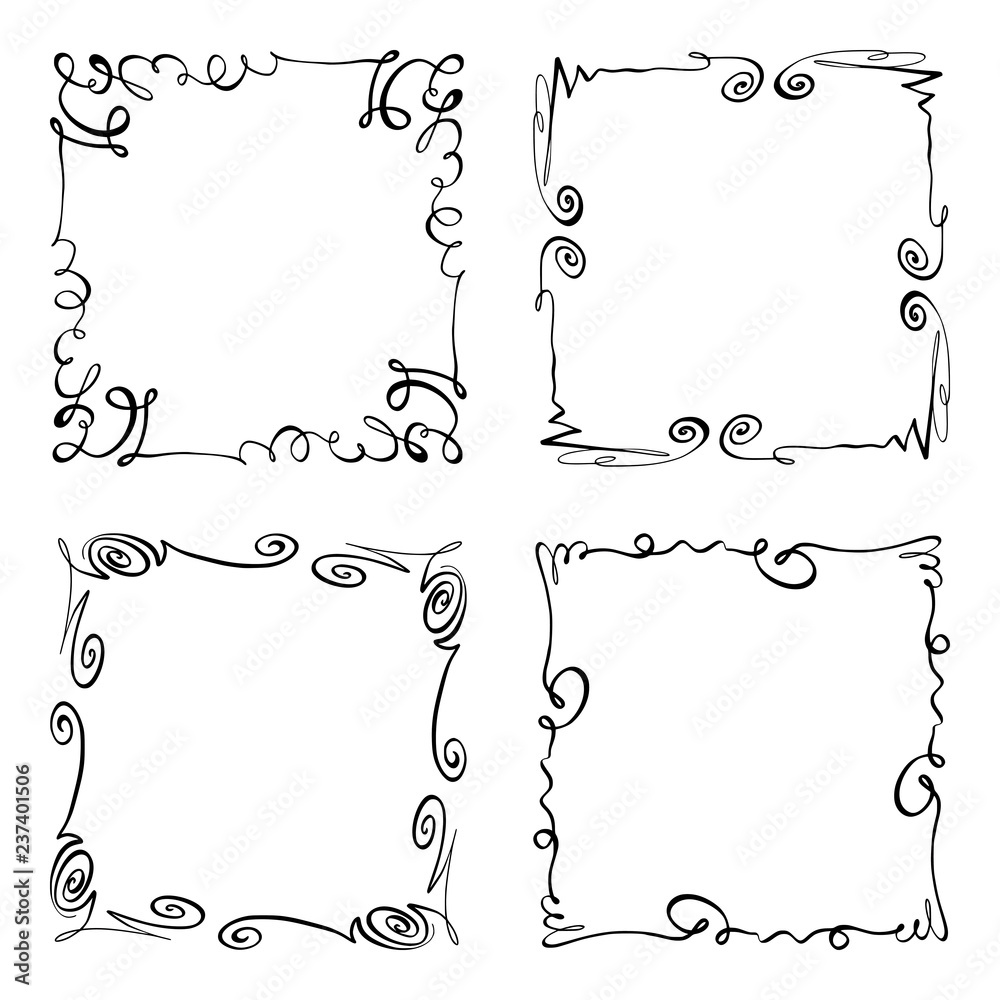 Collection of Squiggly Vector Frames. Rectangles for image. Hand drawn ...