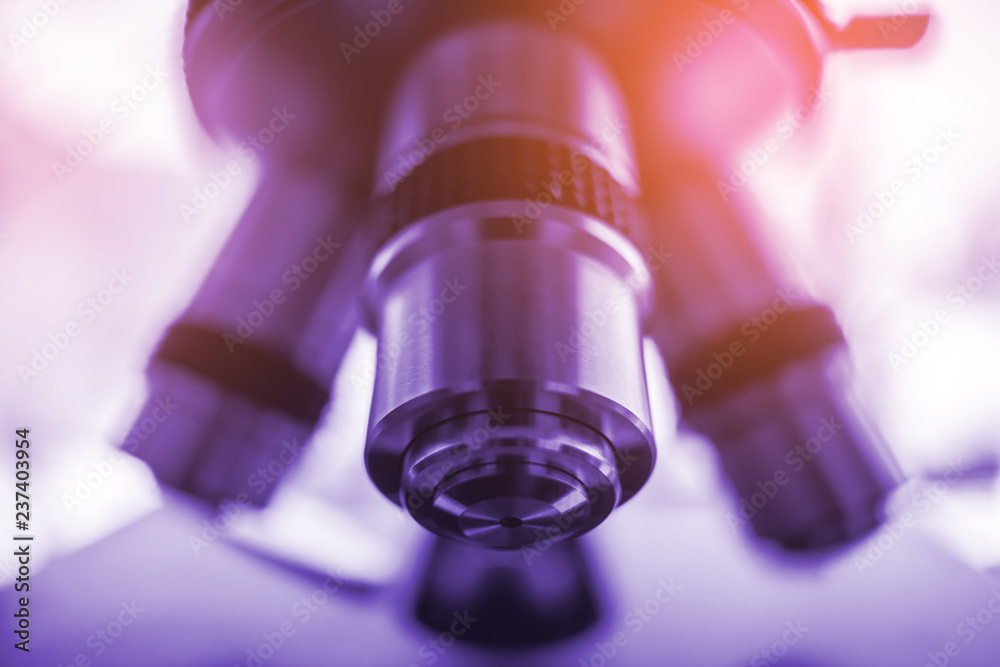 Optical microscope - science and laboratory equipment. Microscope is ...