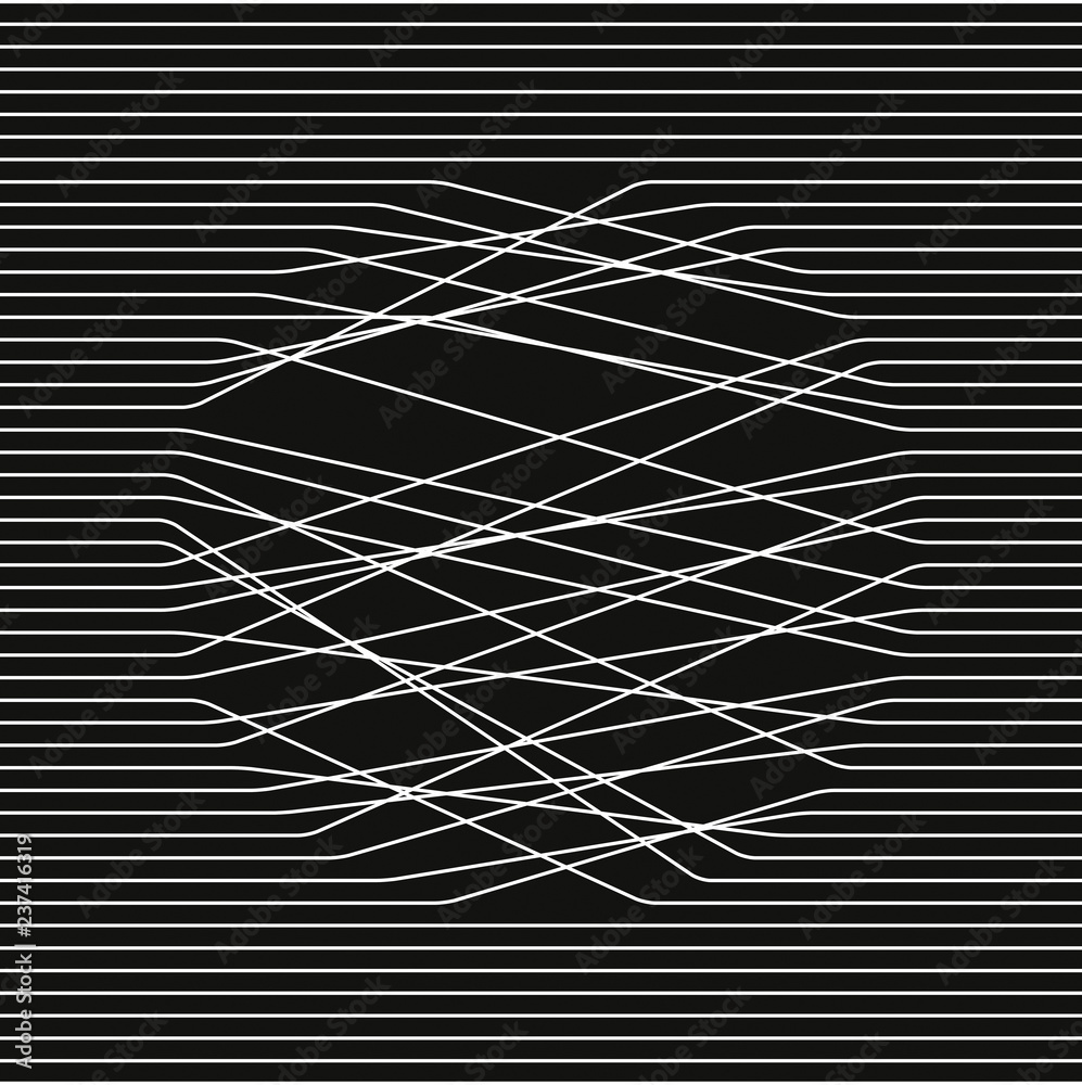 Abstract composition. Black and white illustration. Parallel lines ...