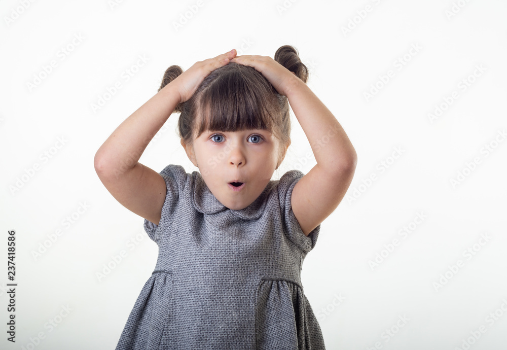 OMG! Wow! Happy surprised child 4 or 5 years old isolated on white ...