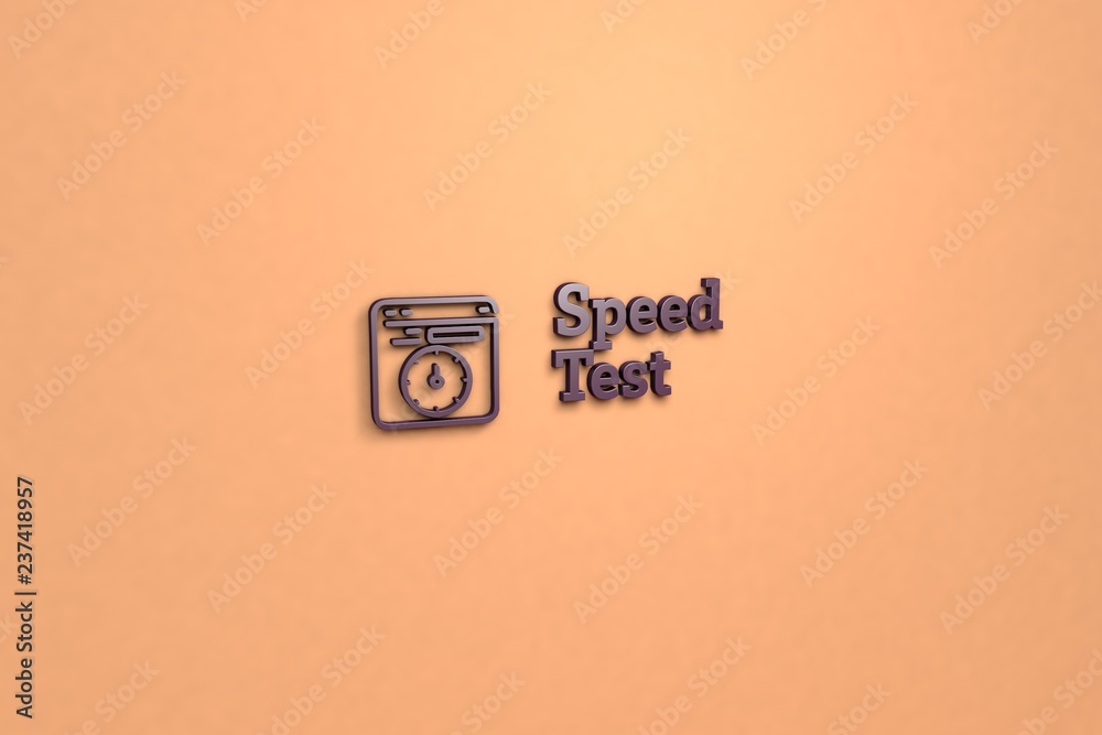 Text Speed Test with violet 3D illustration and light background Stock ...