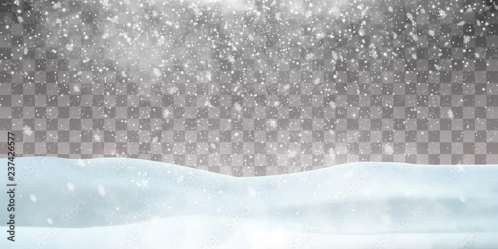 Falling snow on a transparent background. Snow clouds or shrouds. Fog ...