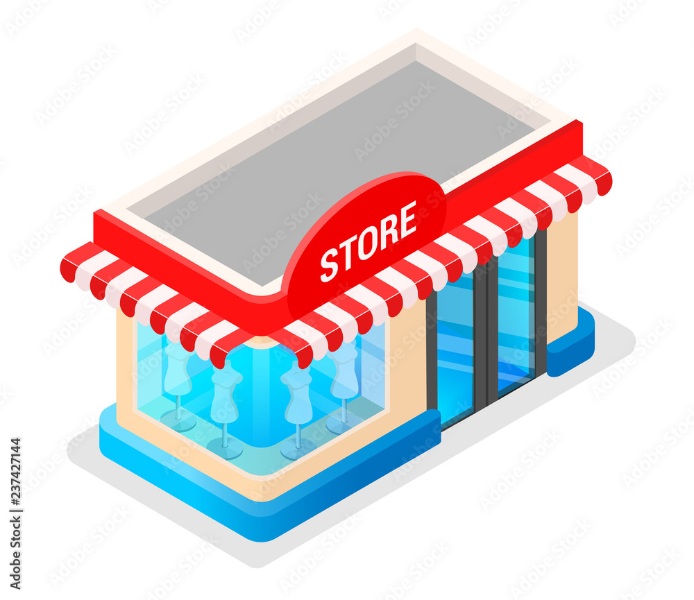 Concept of a modern graphic vector trade building for web design online ...