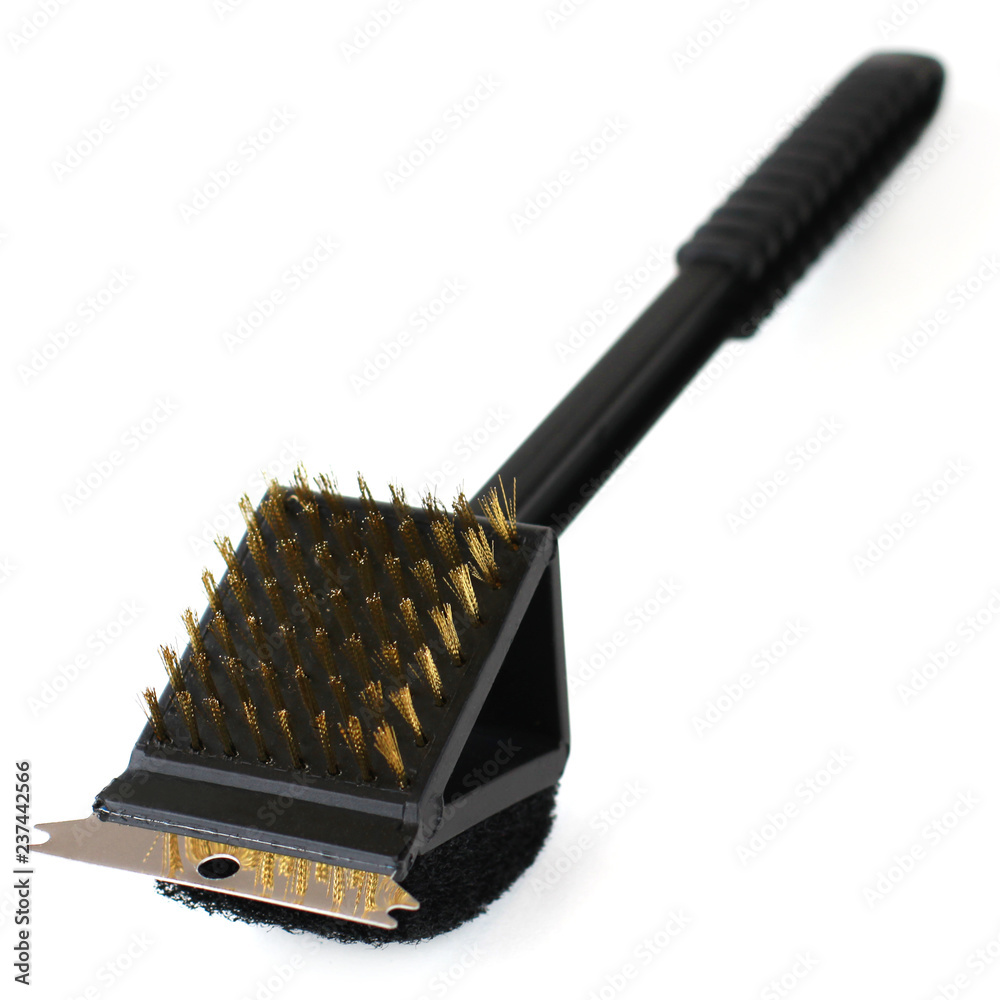 BBQ grill black handle brush for cleaning with three different sides ...