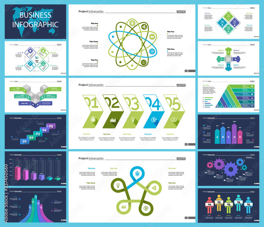Business infographic creative design set can be used for annual report ...