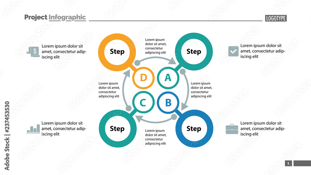 Four steps process chart slide template. Business data. Option, diagram ...