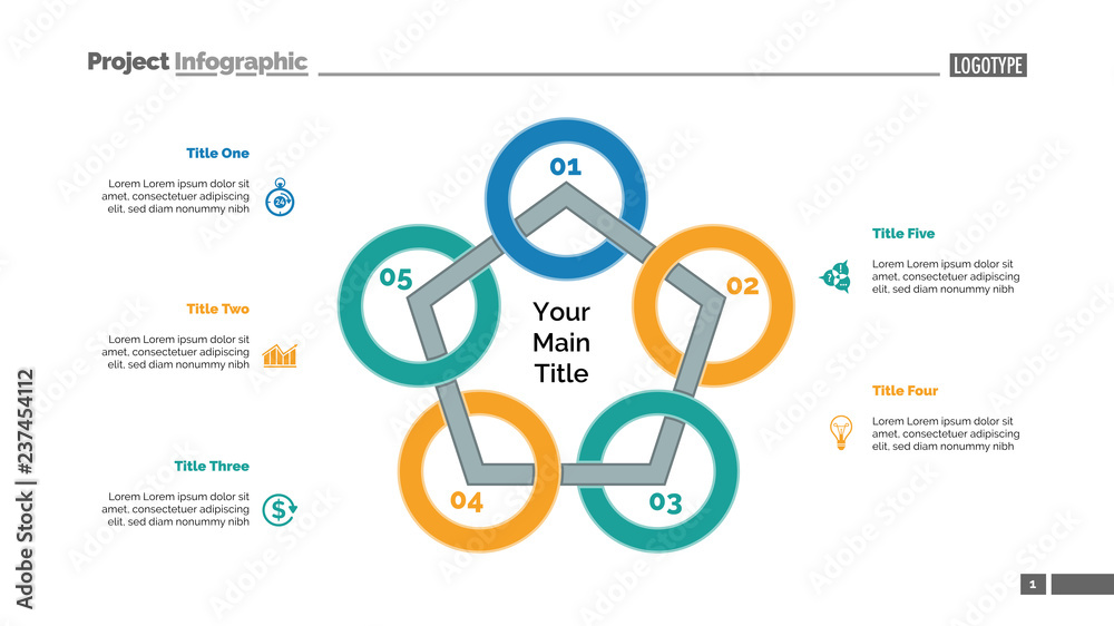 Vetor de Pentagon diagram. Process chart, cycle graph, layout. Creative ...