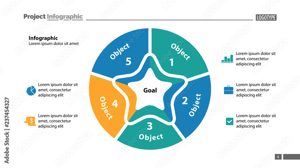 Pie chart with five parts. Business data. Diagram, infographic, design ...