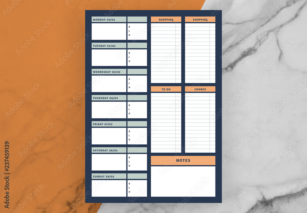 Weekly Planner Layout Stock Template | Adobe Stock