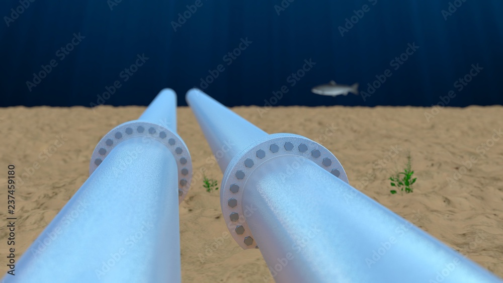 Subsea Pipeline blue pipe Stock Illustration | Adobe Stock