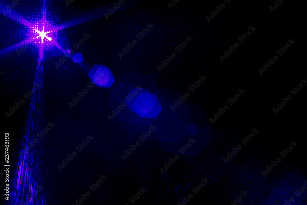 Camera lens flare by laser light create hexagons of objective iris ...