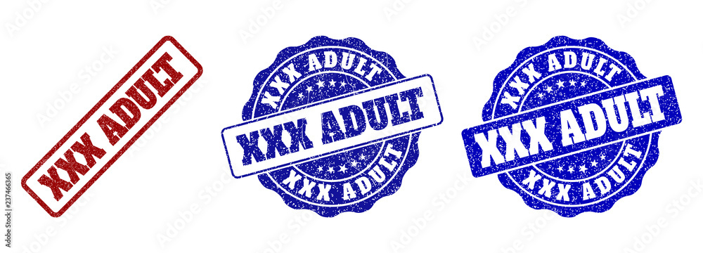 Xxx Adult Scratched Stamp Seals In Red And Blue Colors Vector Xxx
