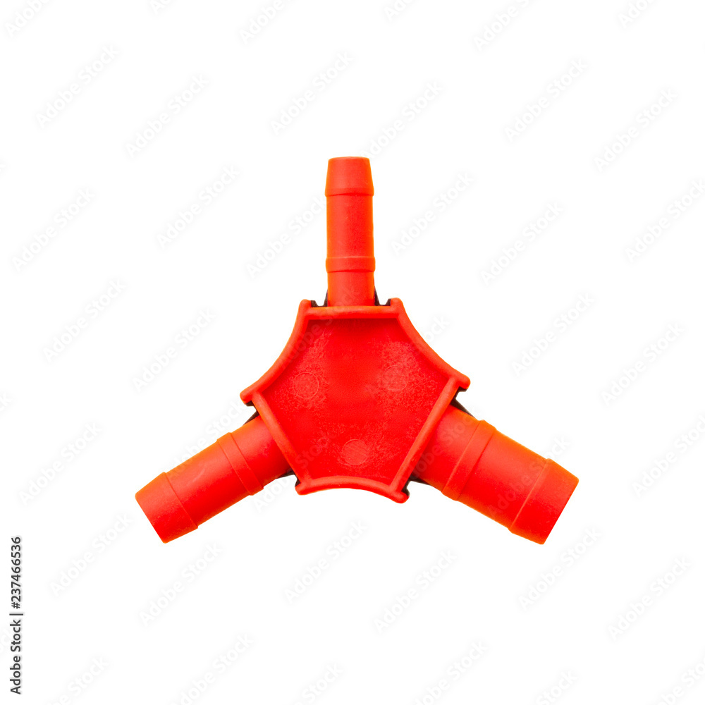 Red plastic calibrator of propylene pipes isolated on white background ...