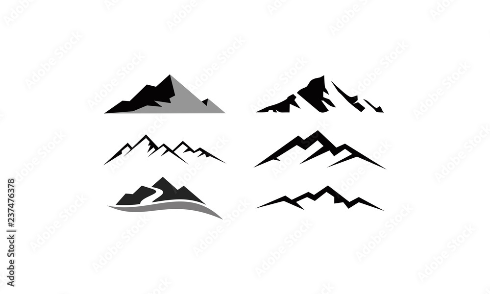 the black mountain icon set logo Stock Vector | Adobe Stock