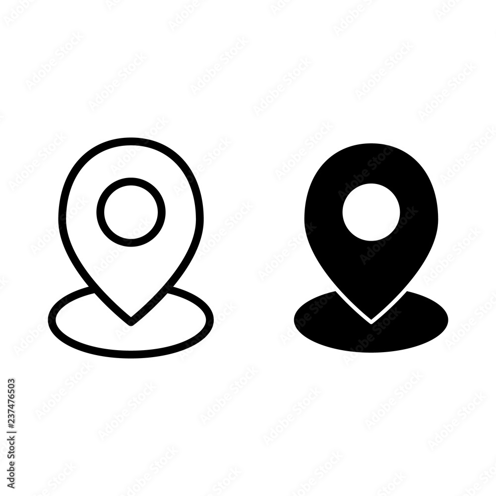 Pin point line and glyph icon. Location pin vector illustration ...