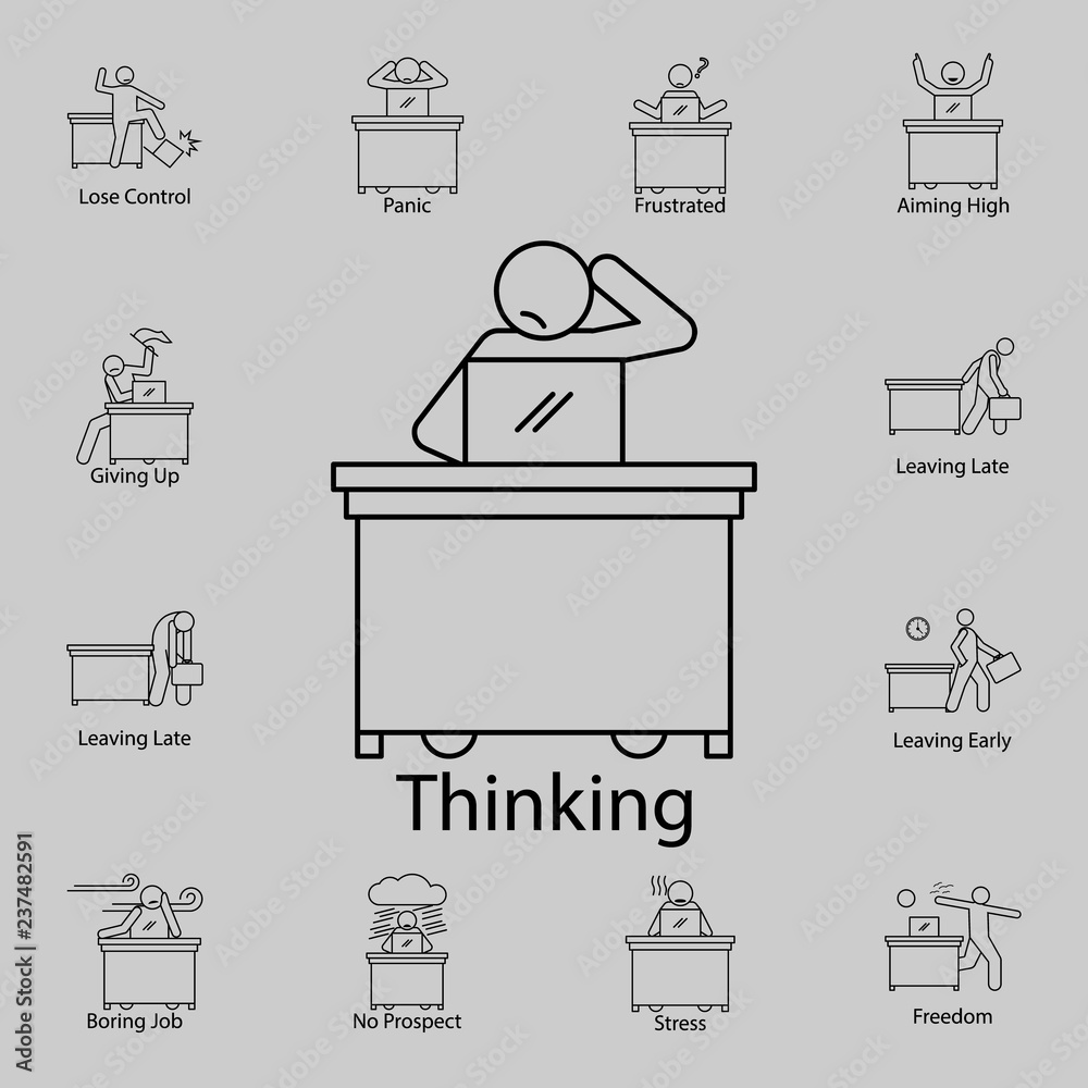 worker thinking icon. Detailed set of People in the work icons. Premium ...