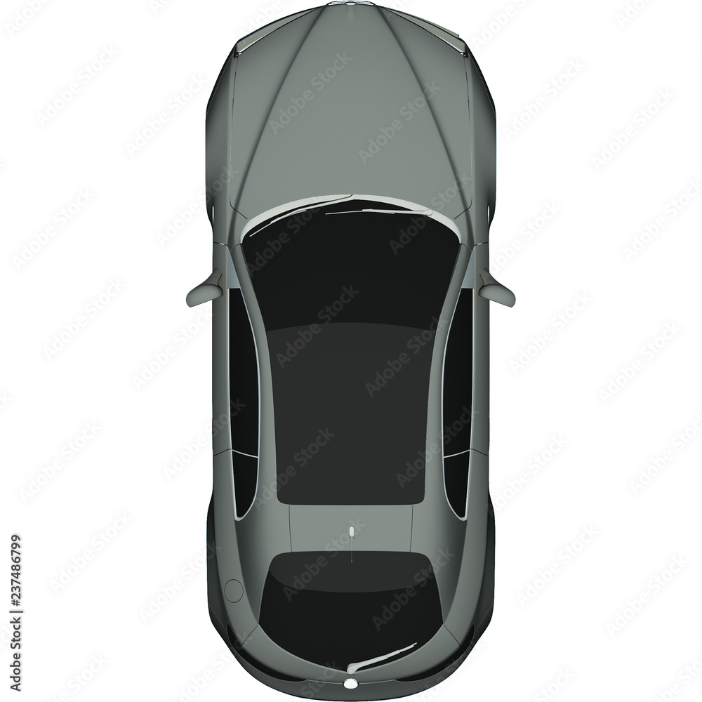 Car top view / Vehicle overhead isolated on white background, perfect ...