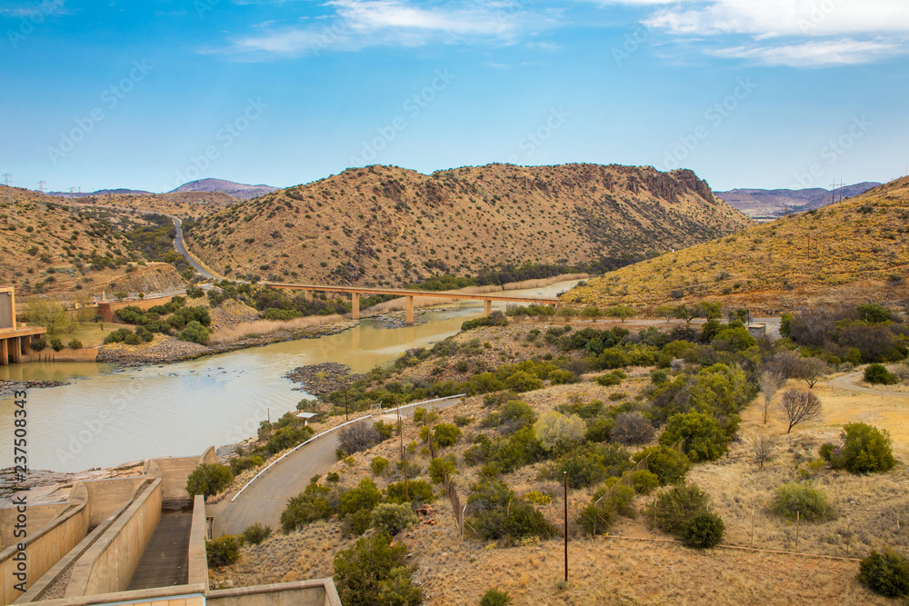 Gariep dam on the Orange River in South Africa, the largest dam in ...