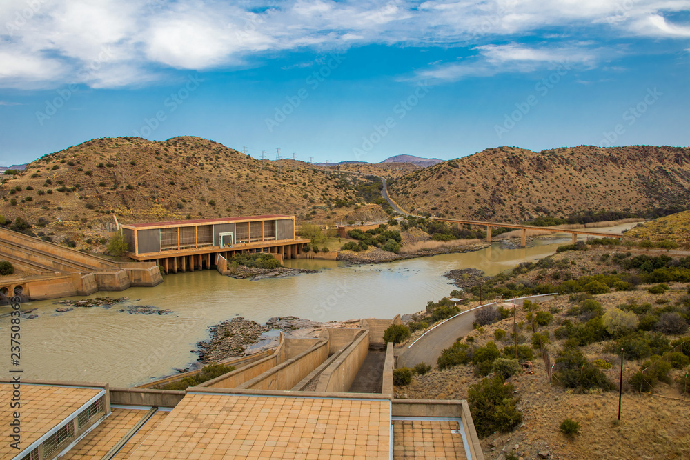Gariep dam on the Orange River in South Africa, the largest dam in ...