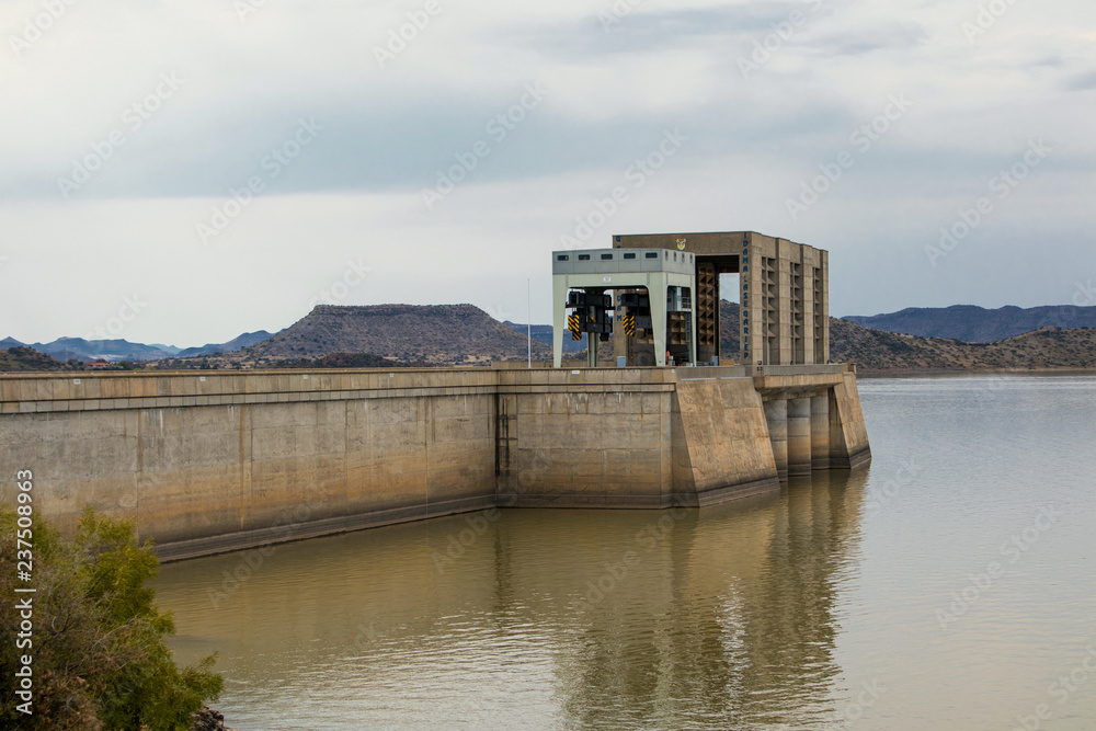 Gariep dam on the Orange River in South Africa, the largest dam in ...