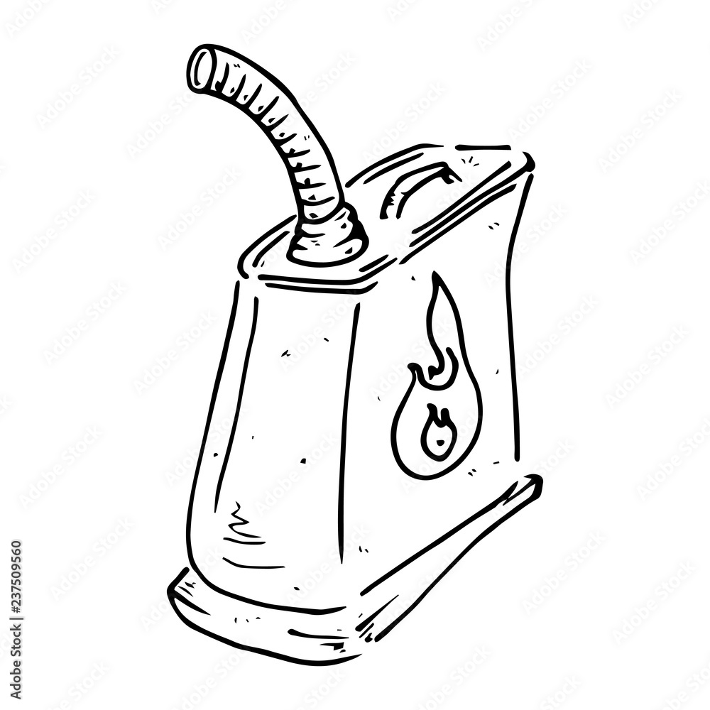 Canister hand drawn. Vector of a canister for gasoline, fuel. Icon ...