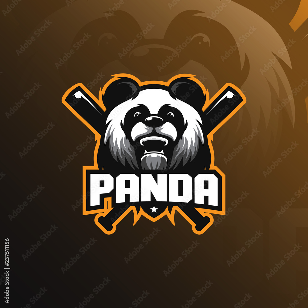 panda mascot logo design vector with modern illustration concept style ...