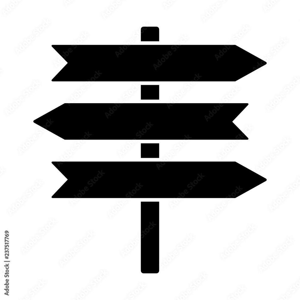 Blank wood sign with three arrows flat vector icon for apps and ...