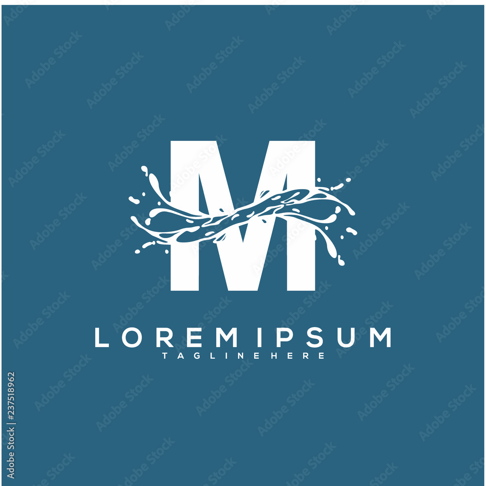 Abstract Initial M logo design concept, water logo vector design Stock ...