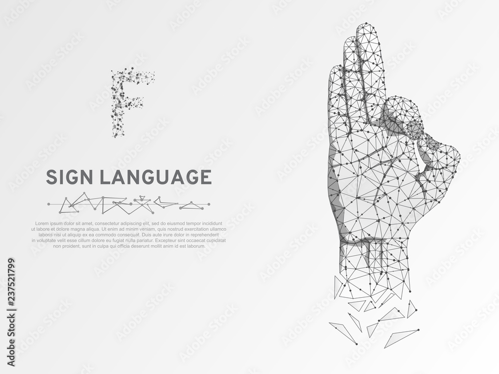 Origami Sign language F letter, hand that use the visual-manual ...