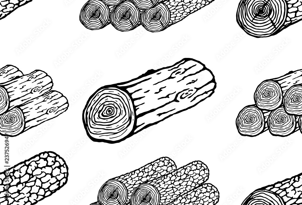 Log seamless pattern. Vector illustration of a log with texture ...