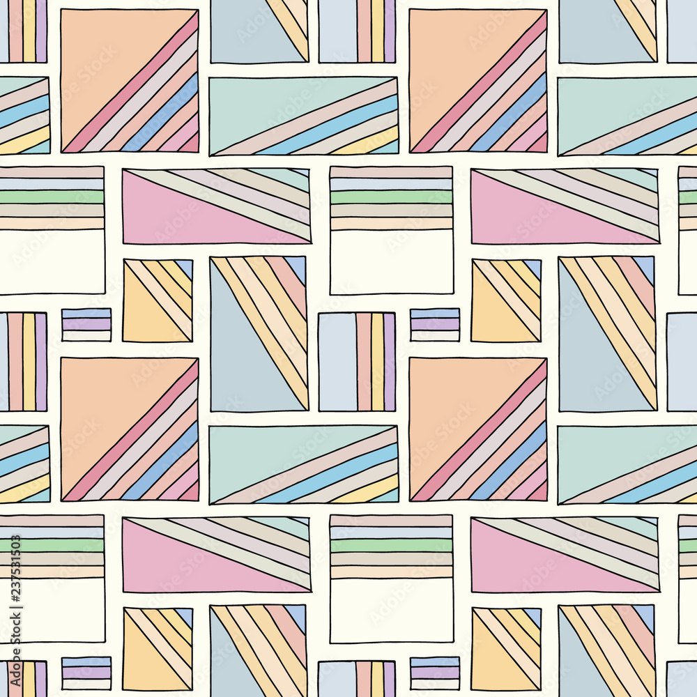 Seamless vector pattern. Colorful geometrical hand drawn background ...