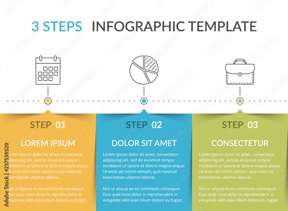 Infographic Template with 3 Steps Stock Vector | Adobe Stock